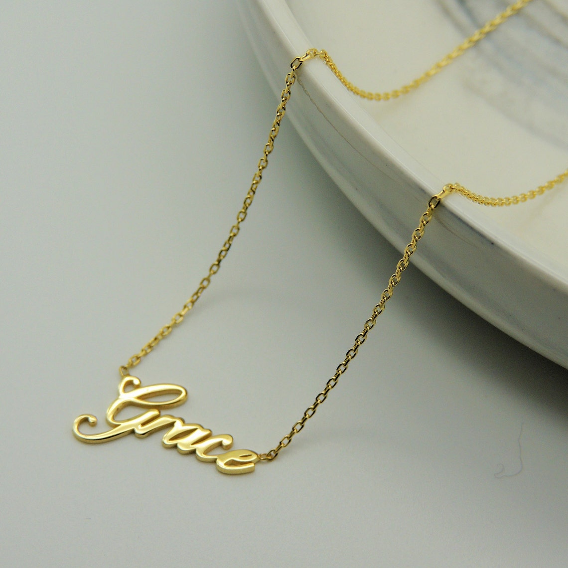 14k Solid Gold Name Necklace: Personalized Handmade Jewelry - Etsy