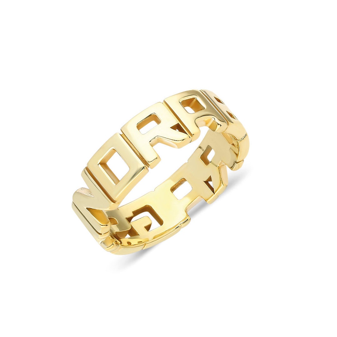 925K Sterling Silver Name Ring, Full Round Name Ring, Custom Name Ring ...