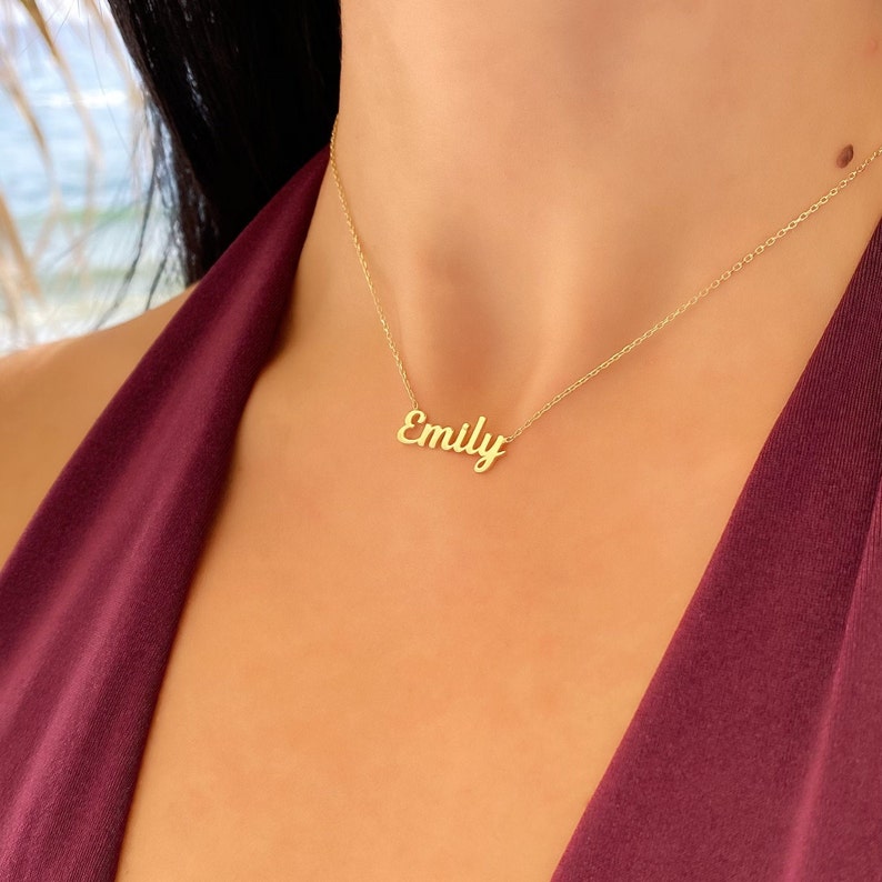 14k Gold Name Necklace 14k Gold Personalized Necklace Custom | Etsy