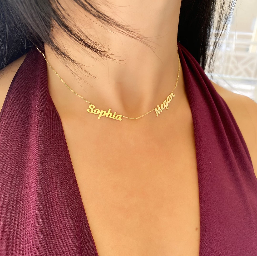 925K Double Name Necklace, Double Name Necklace, Multiple Name Necklace ...