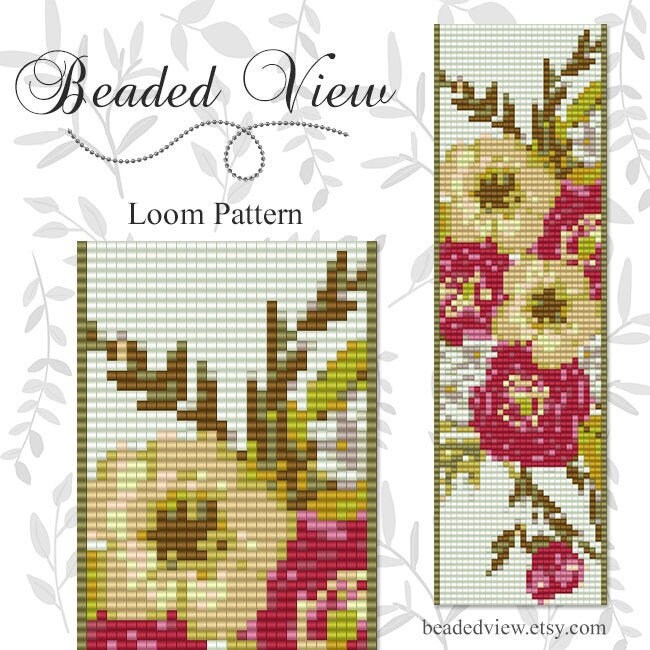 Loom Bead Pattern Beading Pattern Flower Bracelet Pattern | Etsy