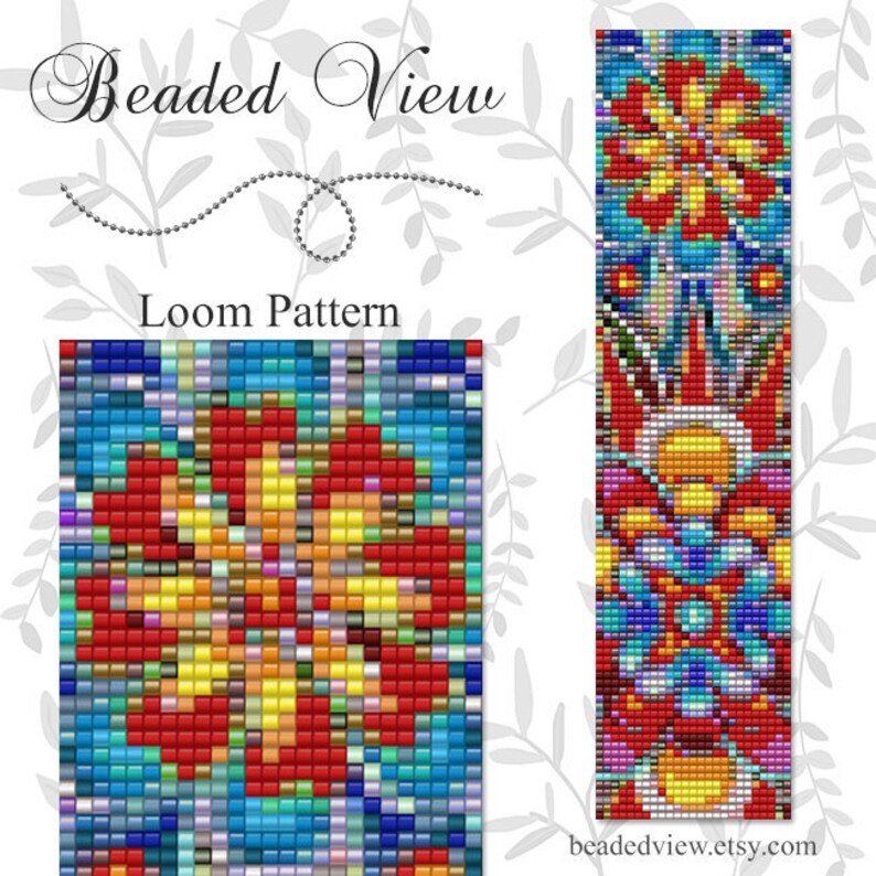 Loom Bead Pattern Beading Pattern Flower Bracelet Pattern | Etsy