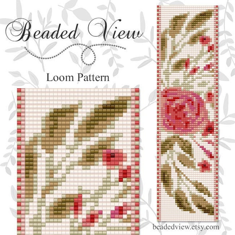 Pink Rose Bead Loom Patterns Rose Flower Loom Bracelet Patterns Bead ...