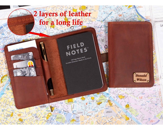 Personalized Leather Field Notes Cover, Leather Cover for Pocket Size ...