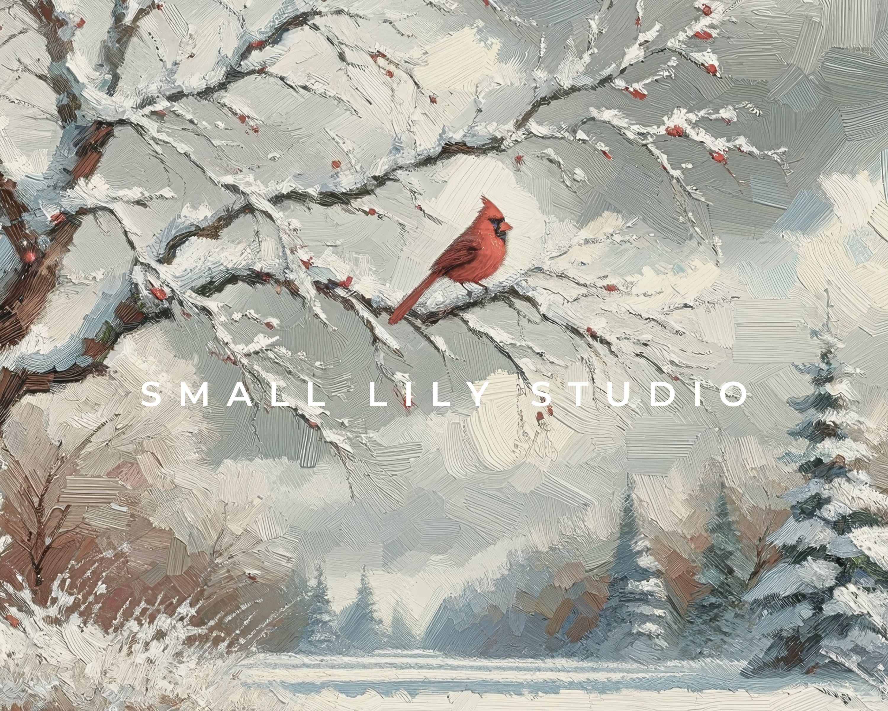 FRAME TV Art Red Cardinal in Winter Landscape, Neutral Winter Frame Tv ...