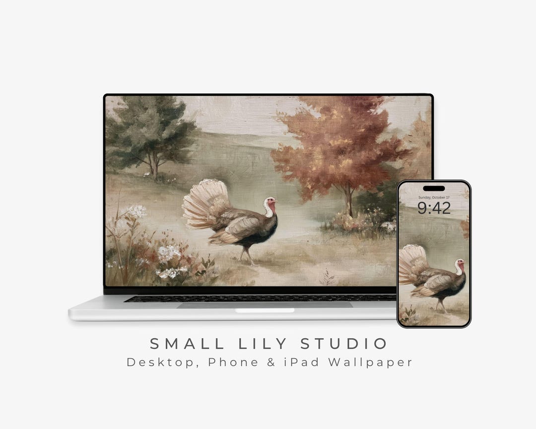 Thanksgiving Turkey Desktop Wallpaper Set, Fall Landscape Phone ...