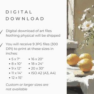 PRINTABLE Lemons and Daisies Print, Fruit and Flowers Wall Art Yellow ...