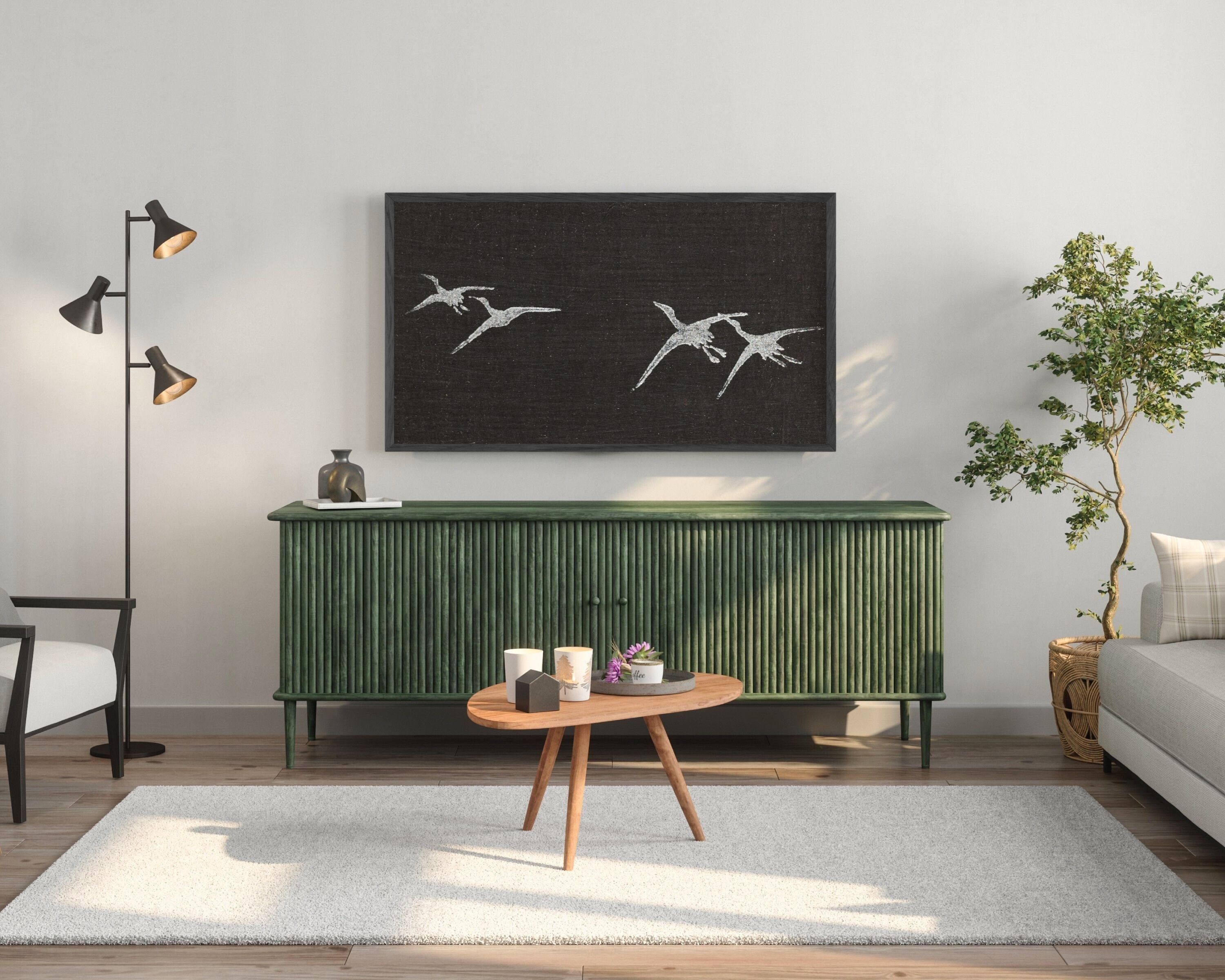 Samsung Frame TV Japanese Cranes Vintage Minimalist Black and - Etsy