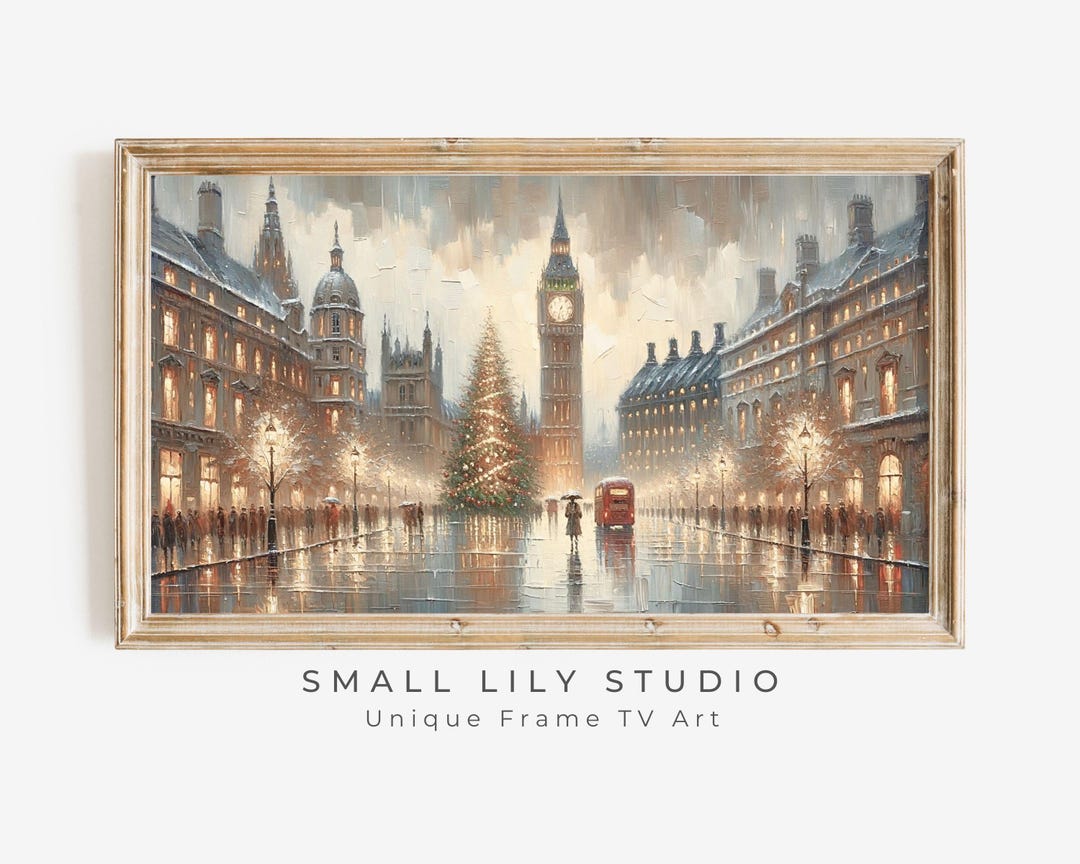 FRAME TV Art London Christmas in Rain, Moody Frame Tv Art Christmas ...