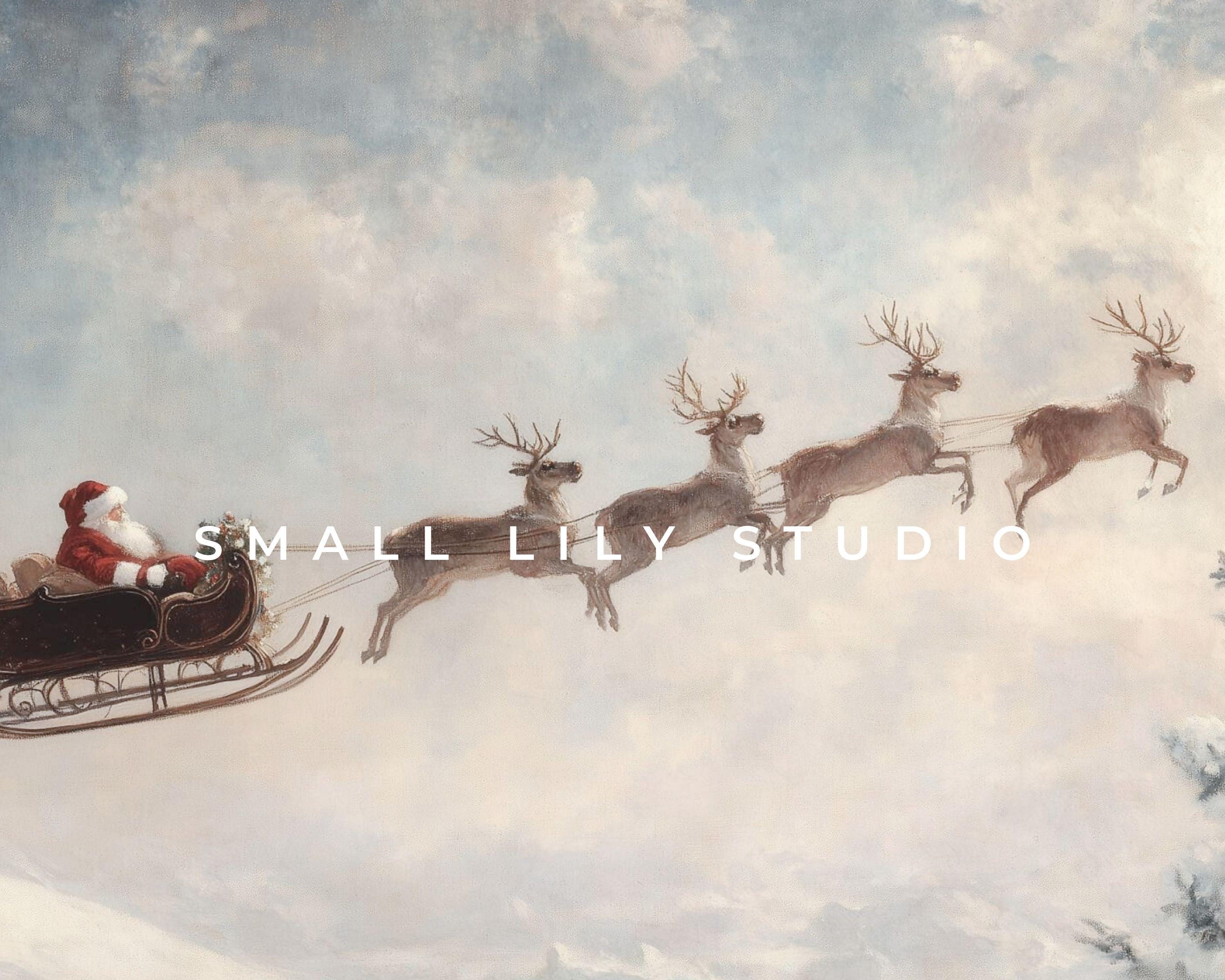 FRAME TV Art Santa and Reindeer Flying, Christmas Frame Tv Pictures ...