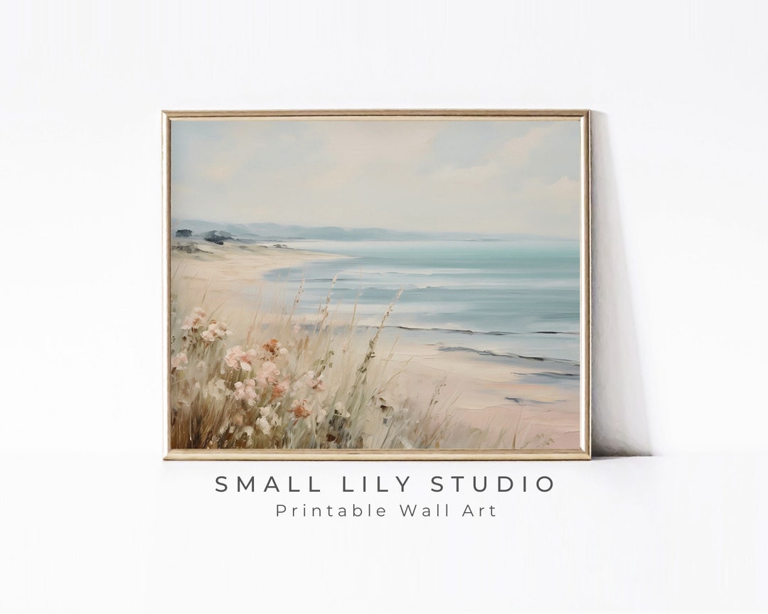 PRINTABLE Beach Flowers Print, Summer Coastal Floral Wall Art, Vintage ...