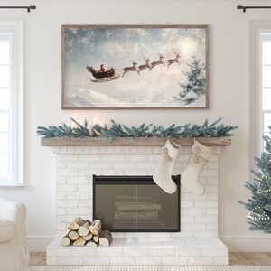 FRAME TV Art Santa and Reindeer Flying, Christmas Frame Tv Pictures ...