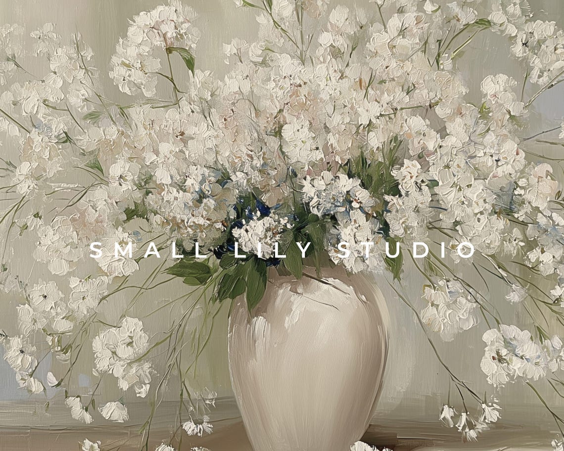 FRAME TV Art White Flowers in Rustic Farmhouse, Neutral Spring Samsung ...