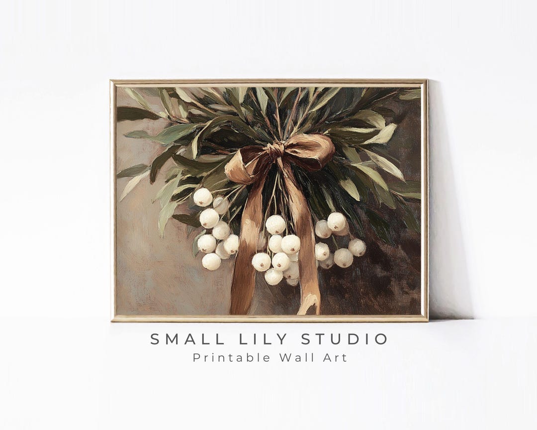 PRINTABLE Mistletoe Print, Vintage Style Christmas Print, Printable ...