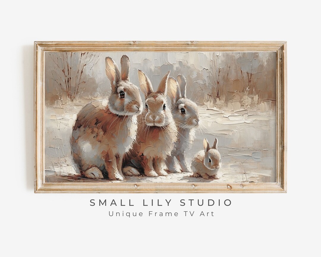 Frame TV Art Rabbit Family, Easter Bunnies TV Art Neutral, Rabbit Frame ...