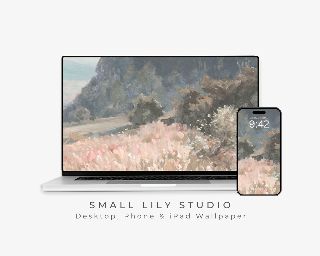 Pink Flower Field Desktop Wallpaper, Spring Landscape Phone Wallpaper ...