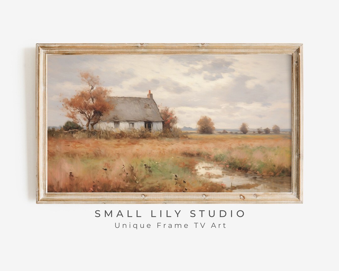 Fall FRAME TV Art Landscape and Cottage, Fall Colors Vintage Style ...