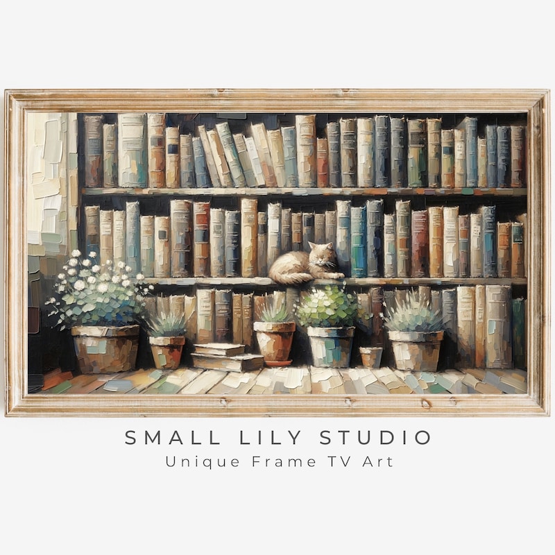 Frame Tv Art Cozy Books - Etsy