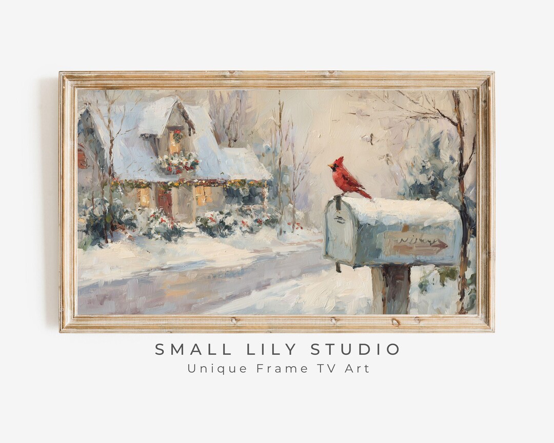FRAME TV Art Red Cardinal on Mailbox, Samsung Frame TV Art Christmas ...