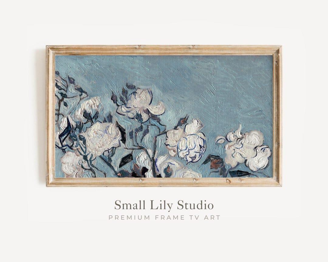 Spring FRAME TV Art Floral Oil Painting, Samsung Frame Tv Art Blue ...