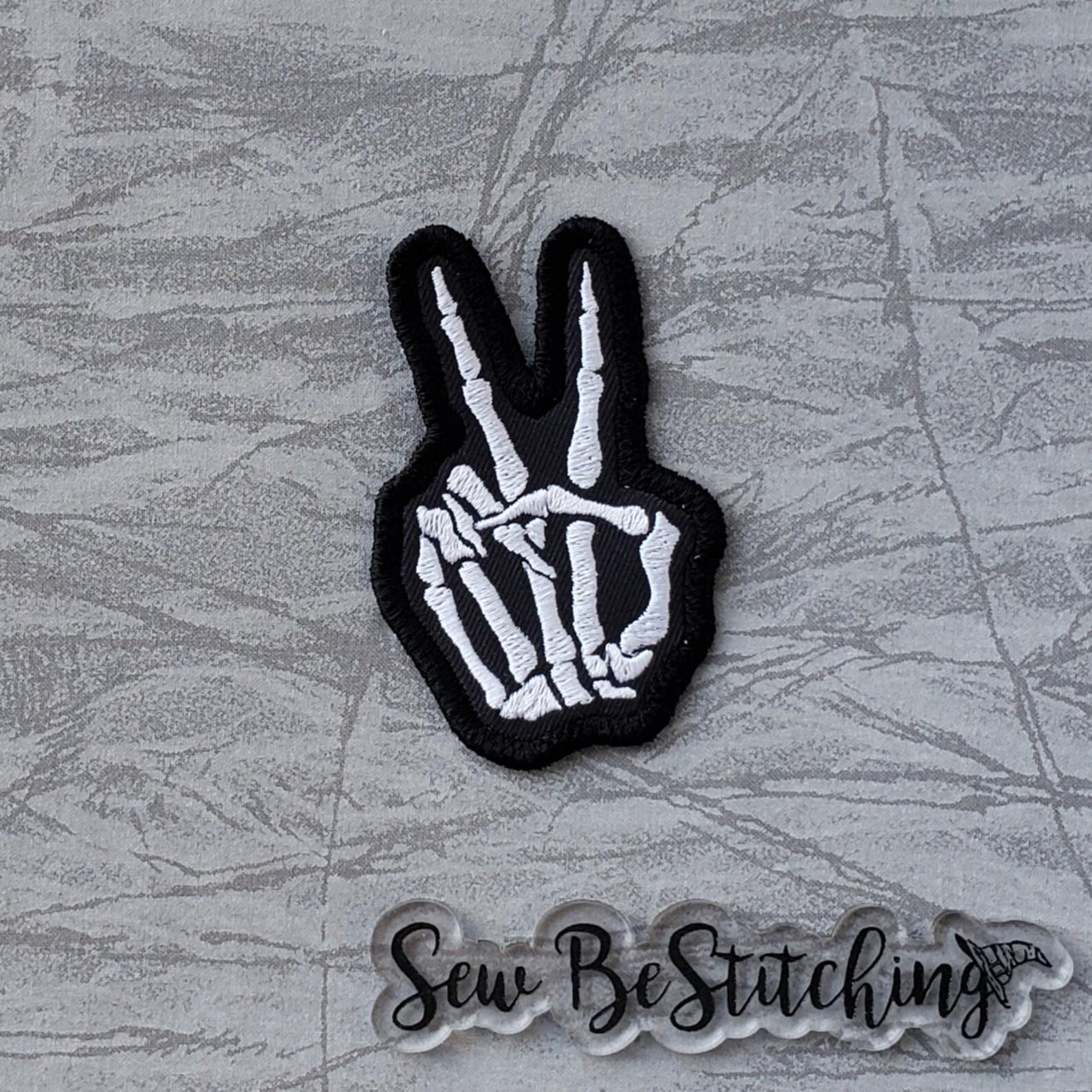 Peace Sign Skeleton Hand Embroidered Patch, Iron-on Sew-on, Bones, X ...