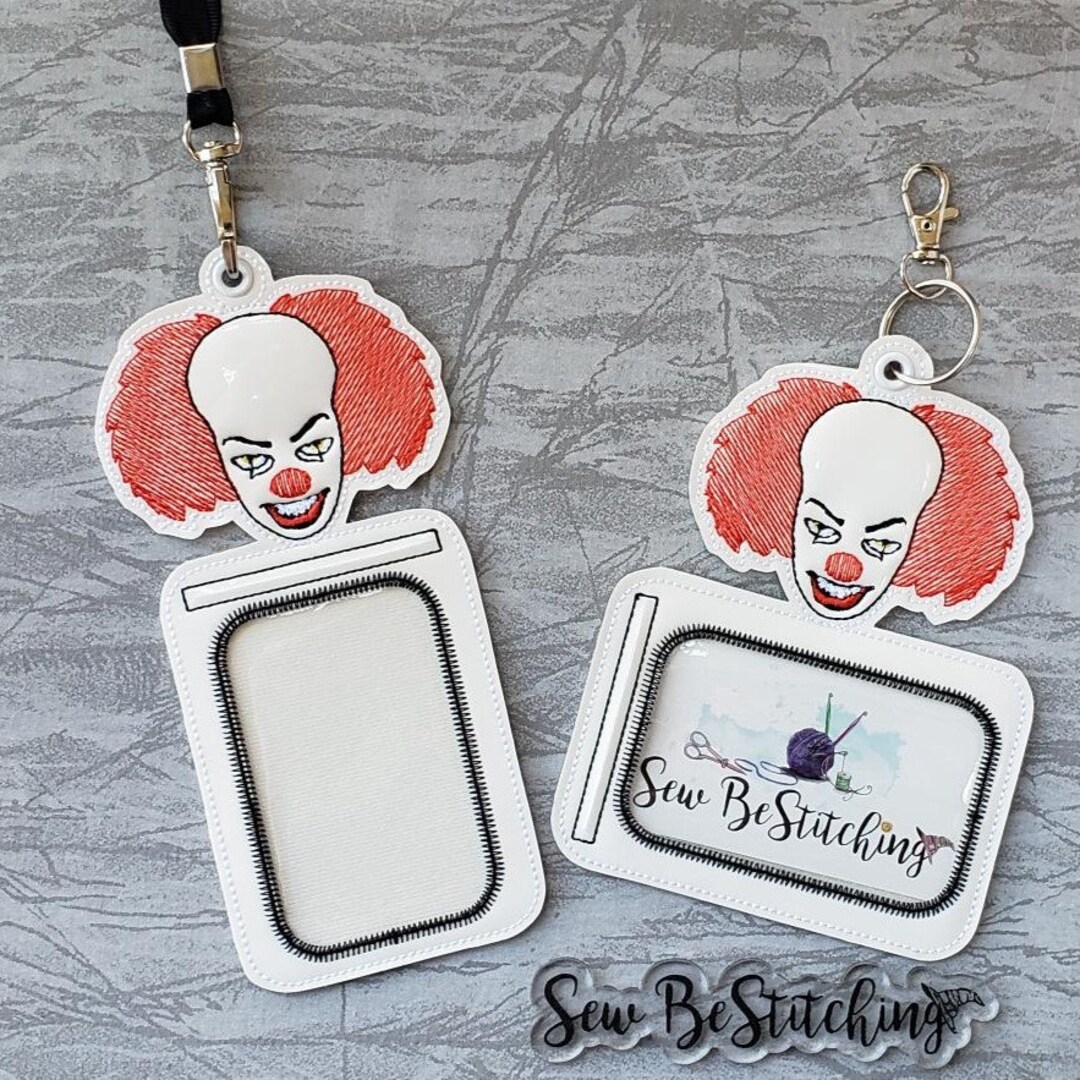 Evil Clown Badge ID Holder Horror Fan Book Reading Penny Wise Scary ...