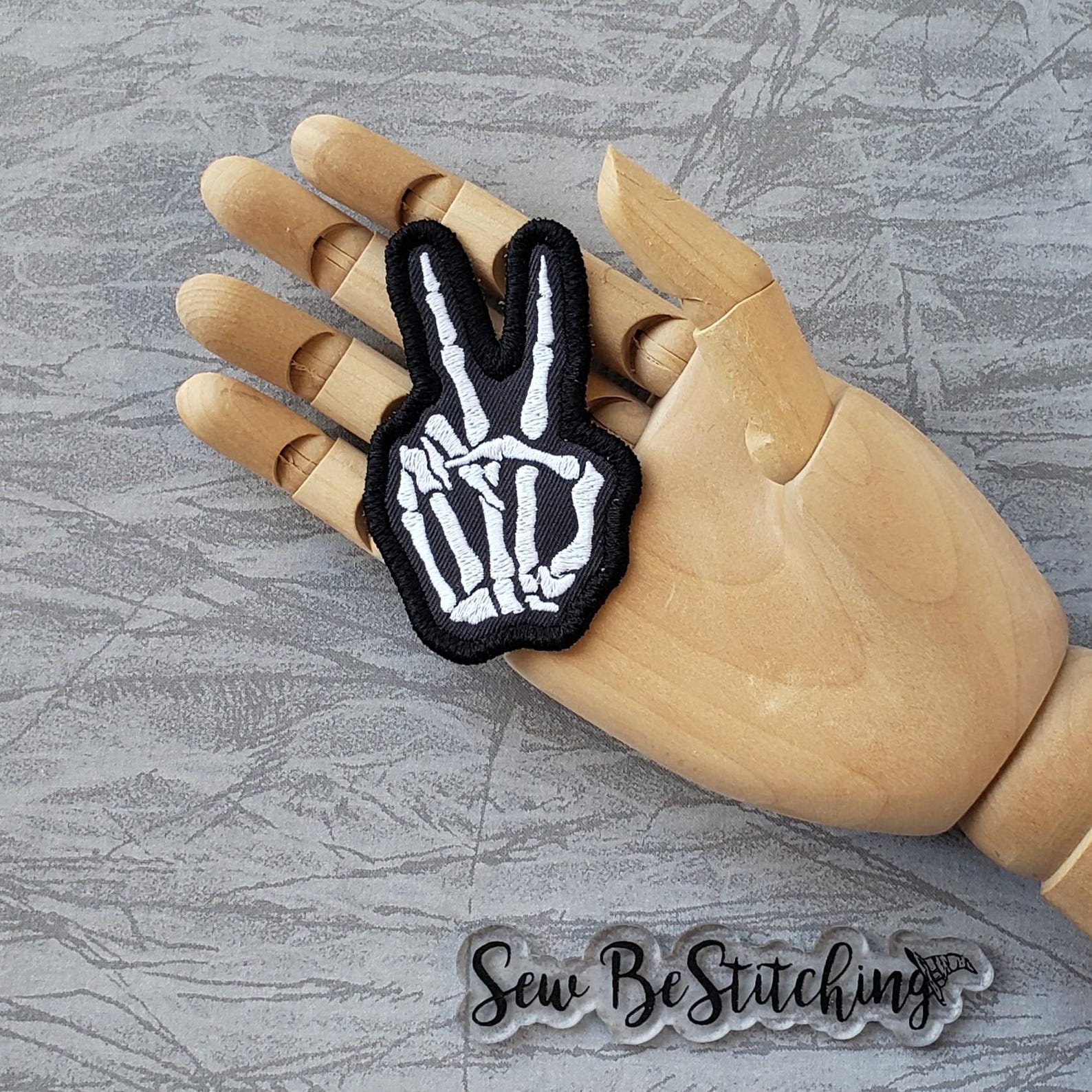Peace Sign Skeleton Hand Embroidered Patch, Iron-on Sew-on, Bones, X ...