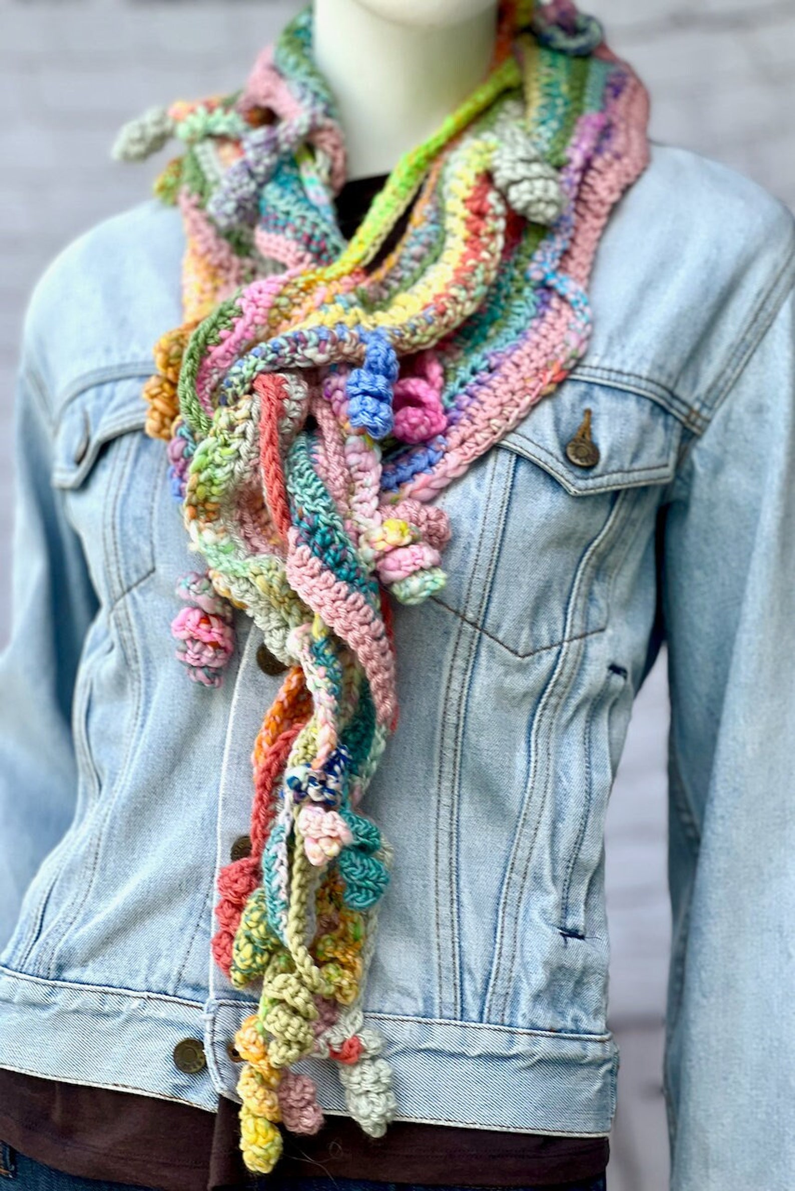 Sweet Thing Free-form Hand Fiber Art Scarf Accessory Hand Spun Yarns 84 ...