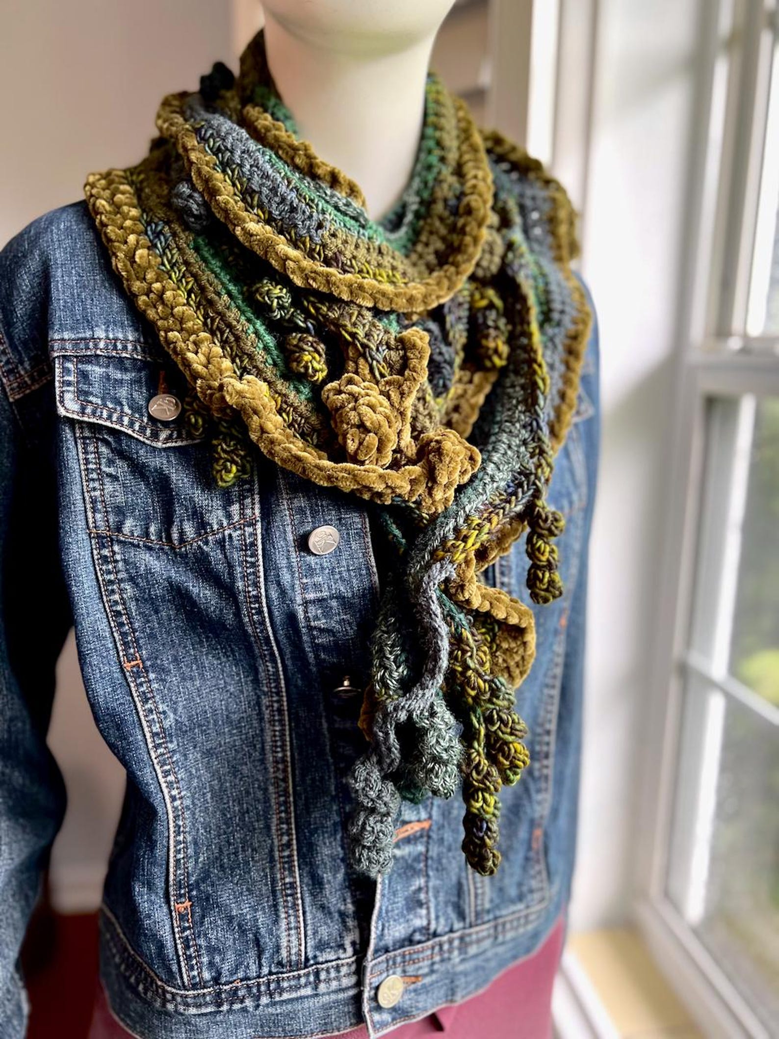 Jane Handmade Scarf Freeform One of a Kind With Specialty Yarns 79 ...