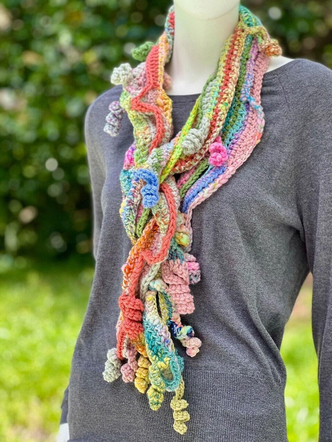Sweet Thing Free-form Hand Fiber Art Scarf Accessory Hand Spun Yarns 84 ...