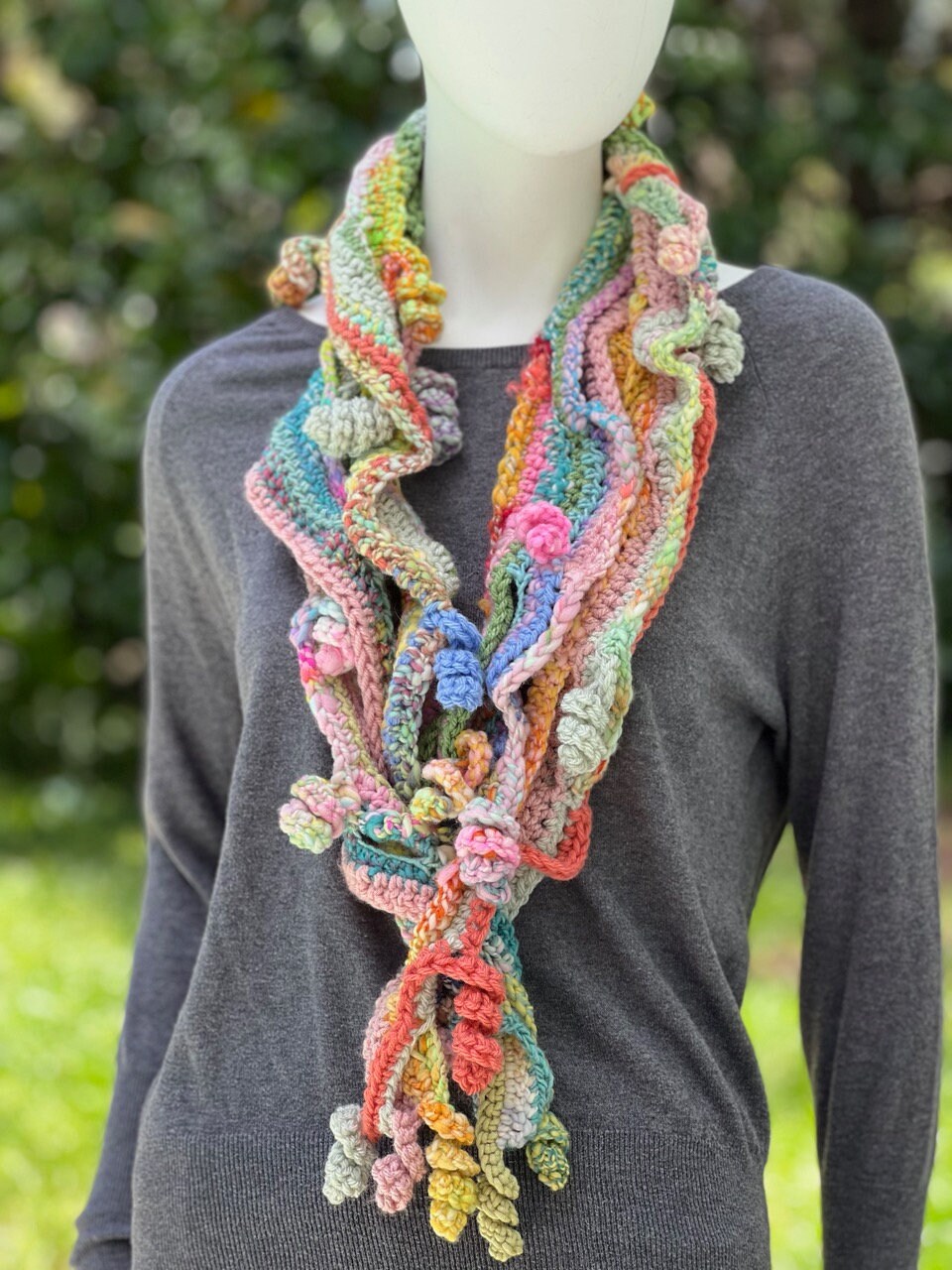 Sweet Thing Free-form Hand Fiber Art Scarf Accessory Hand Spun Yarns 84 ...