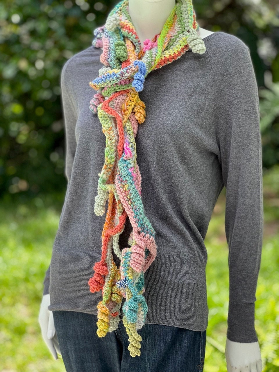 Sweet Thing Free-form Hand Fiber Art Scarf Accessory Hand Spun Yarns 84 ...