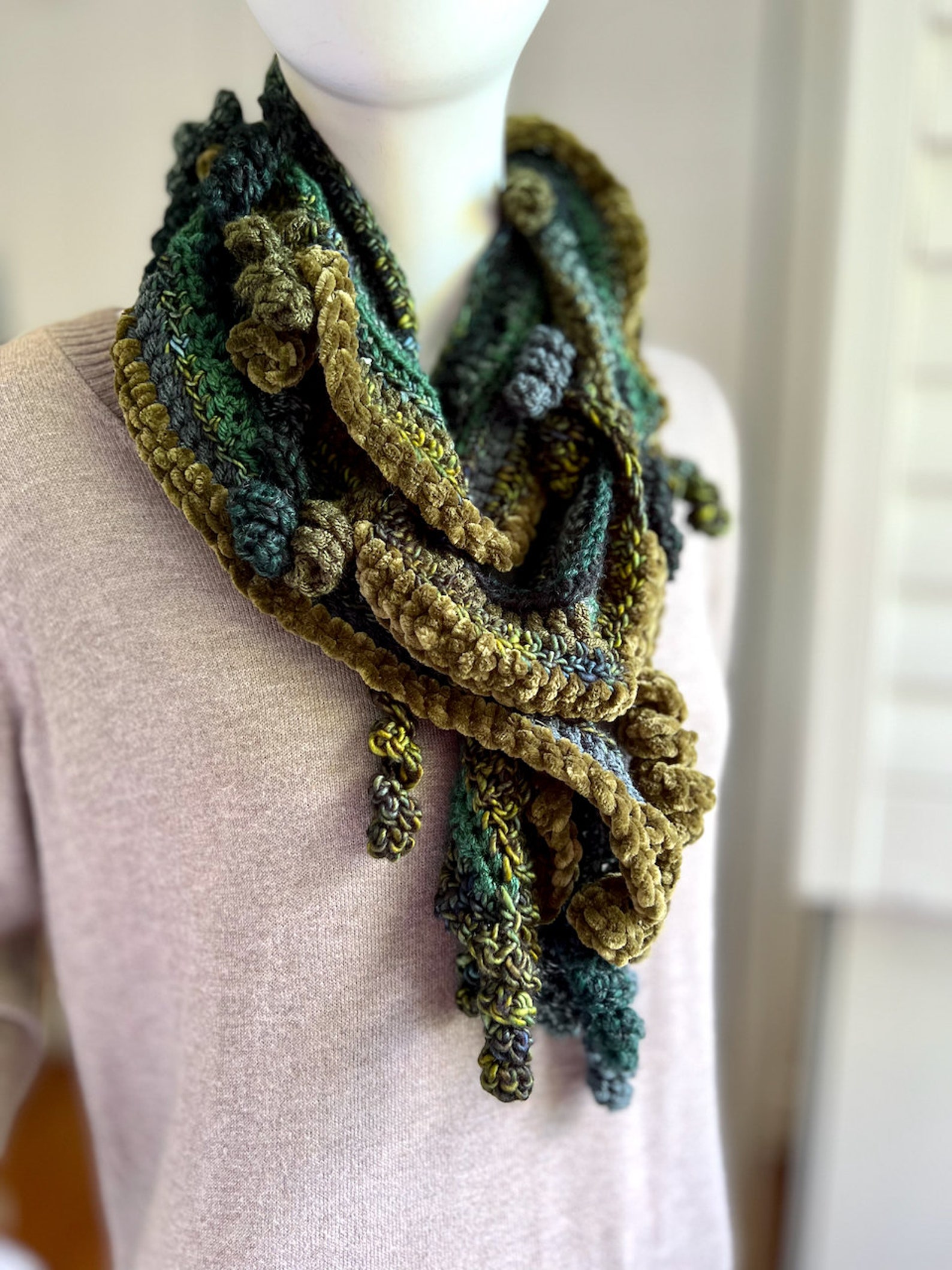 Jane Handmade Scarf Freeform One of a Kind With Specialty Yarns 79 ...