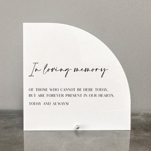 In Loving Memory Acrylic Sign, in Loving Memory Sign,wedding Memorial ...