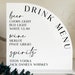 Drink Menu Acrylic Sign | Drink Menu Sign | Drink Menu | Wedding Drink ...