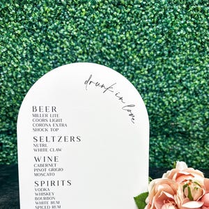 Drunk in Love Acrylic Bar Sign, Drunk in Love Acrylic Bar Menu, Drunk ...