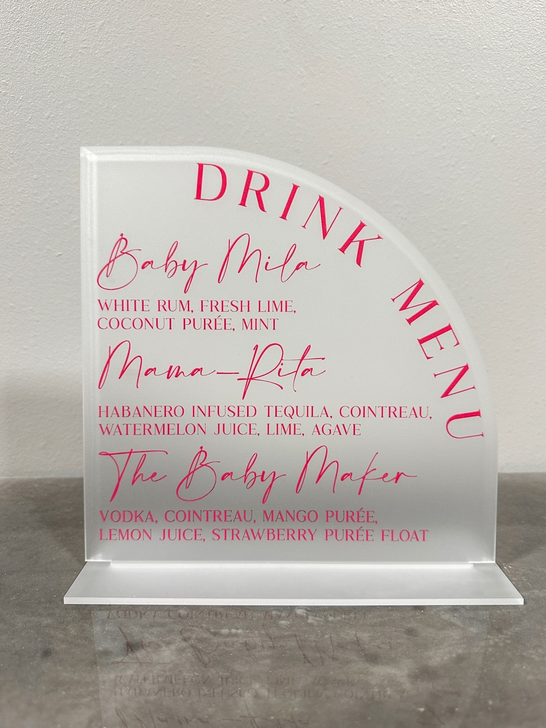 Acrylic Drink Menu | Frosted Acrylic Bar Menu | Bar Menu | Acrylic Bar ...