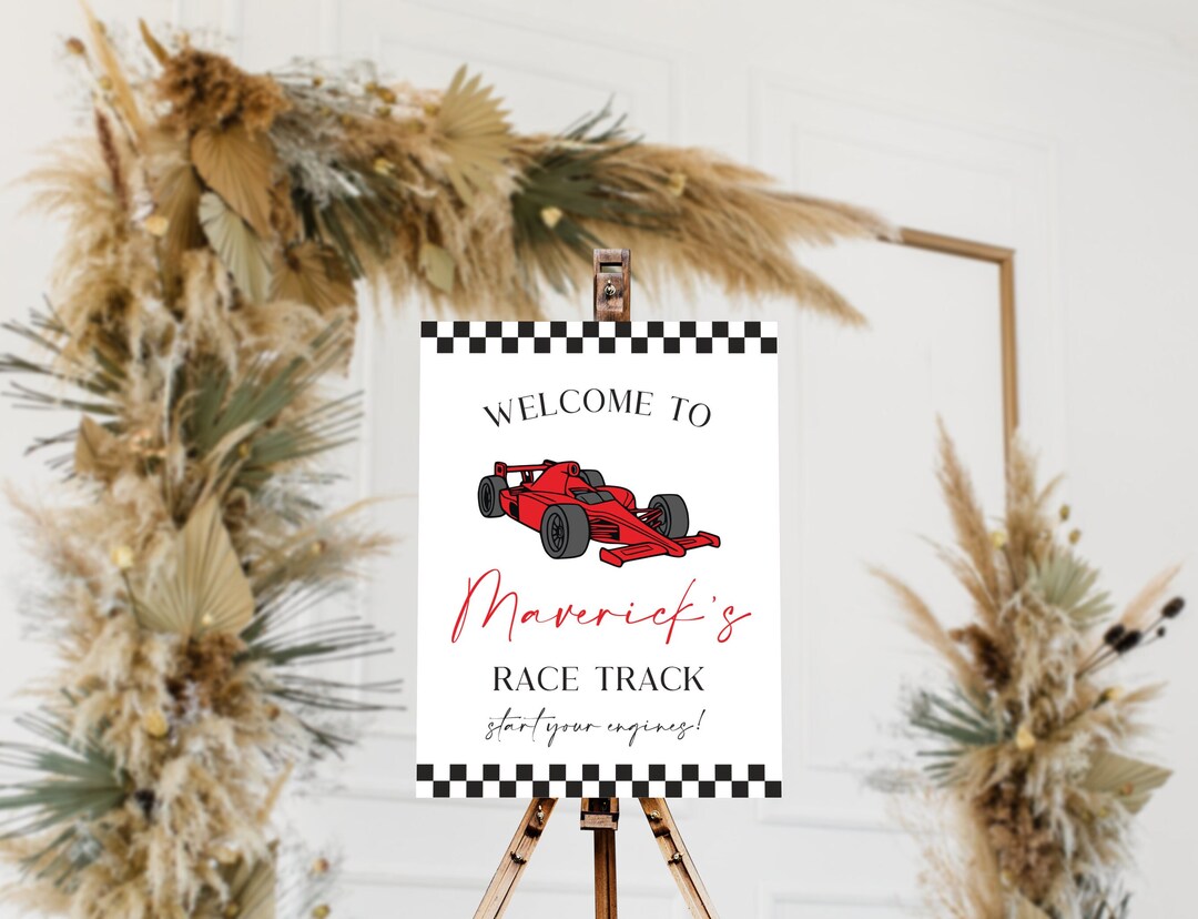Race Car Acrylic Welcome Sign | Race Car Welcome Sign | Race Car Party ...