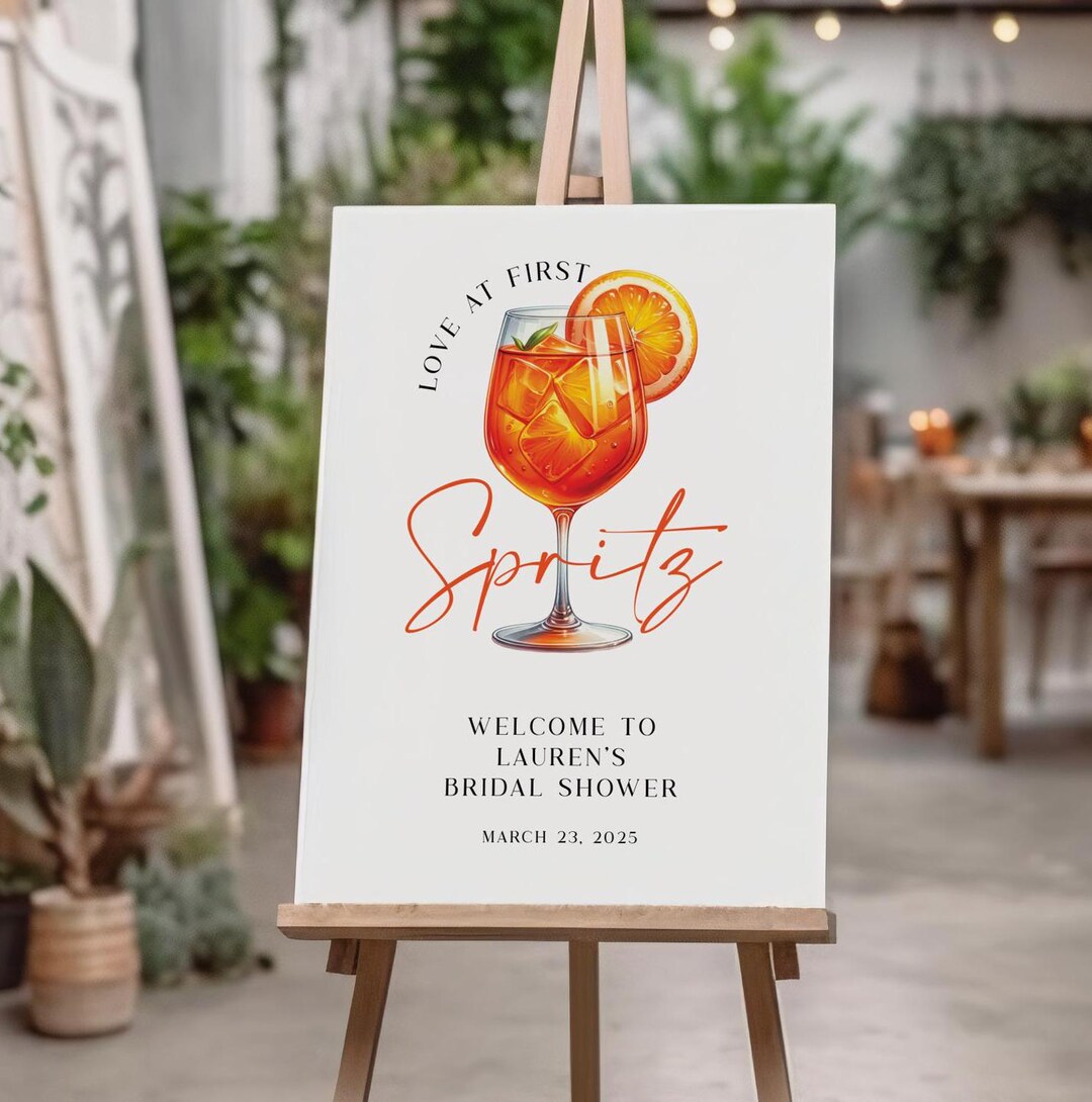 Love at First Spritz Acrylic Bridal Shower Sign, Love at First Spritz ...