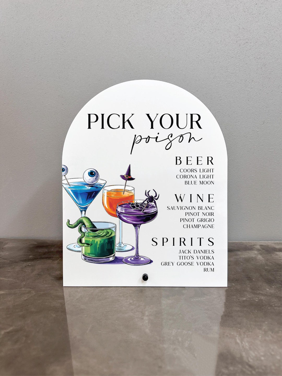 Halloween Acrylic Bar Sign, Pick Your Poison Bar Sign, Halloween Bar ...