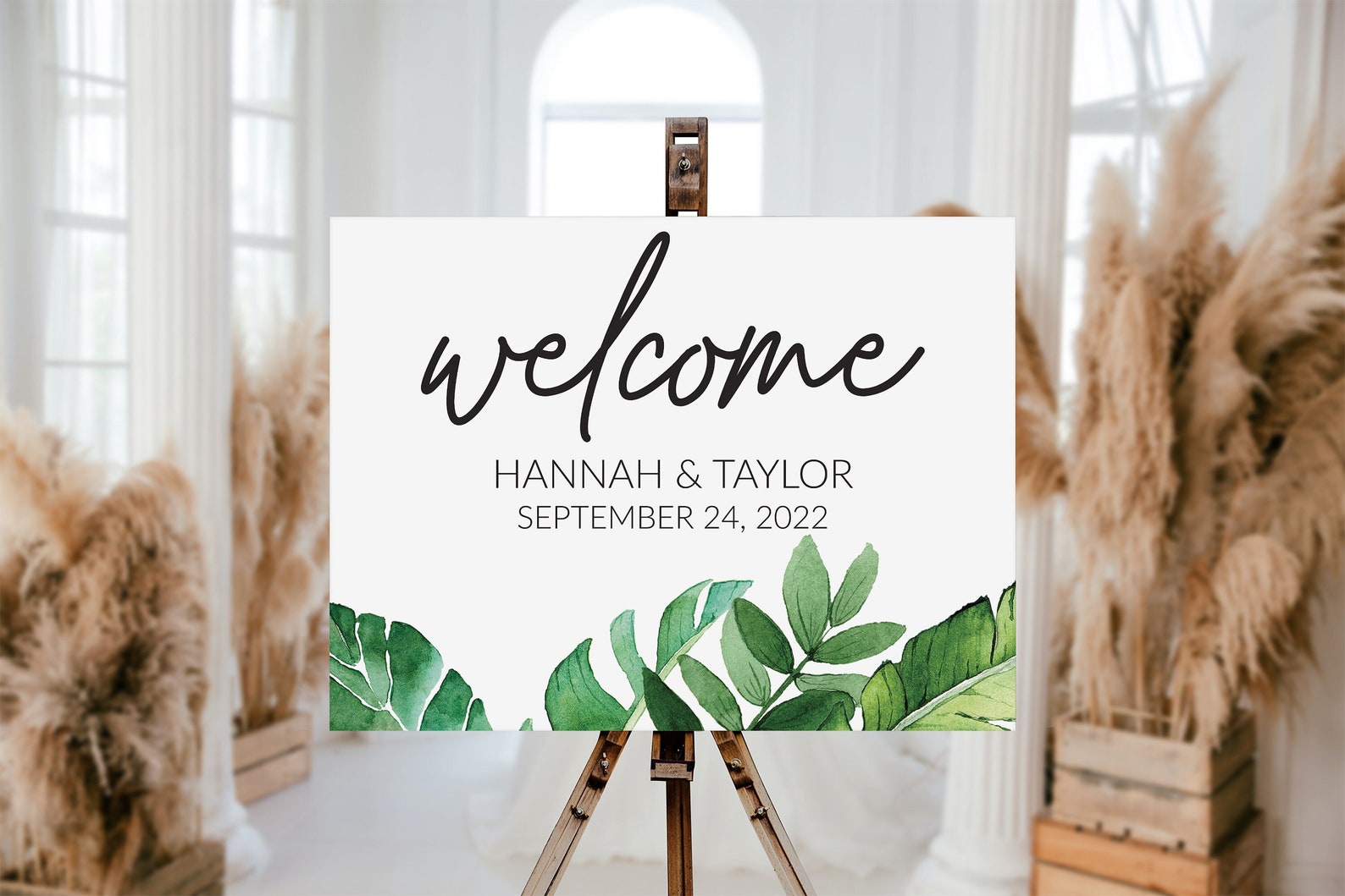 Palm Leaf Welcome Sign | Acrylic Welcome Sign | Acrylic Wedding Welcome ...