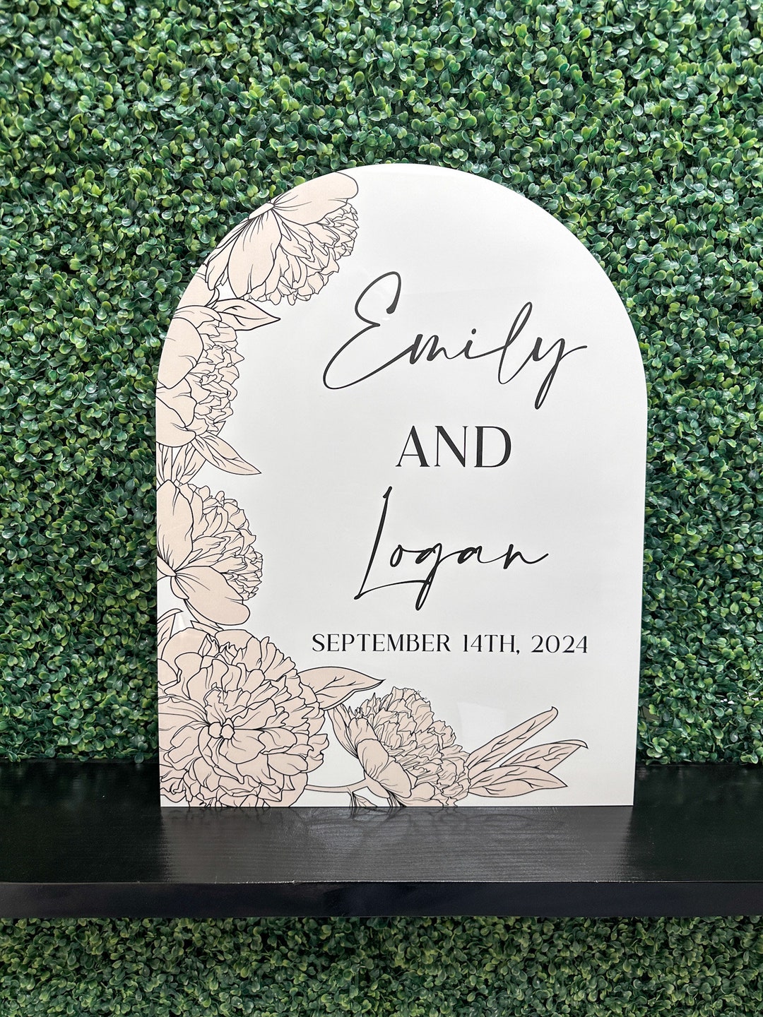 Floral Welcome Acrylic Sign, Peony Welcome Sign, Wedding Welcome Sign ...