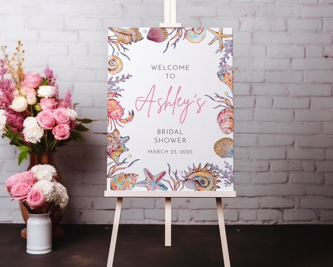 Seashell Bridal Shower Welcome Sign, Seashell Bridal Shower Acrylic ...