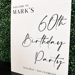 60th Birthday Party Acrylic Welcome Sign, 60th Birthday Party Welcome ...