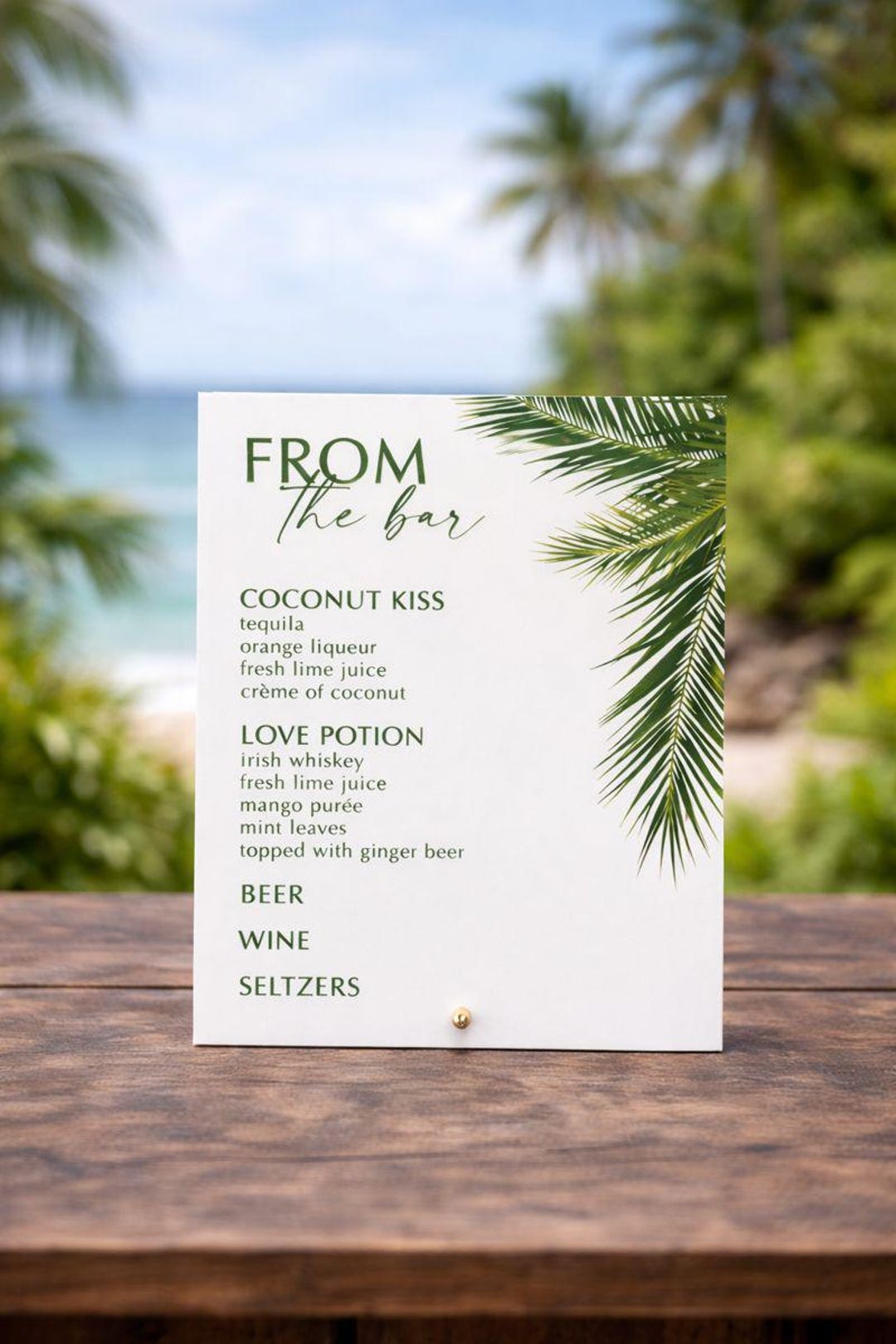 Tropical Bar Sign, Palm Leaf Bar Sign, Custom Cocktail Sign, Wedding ...