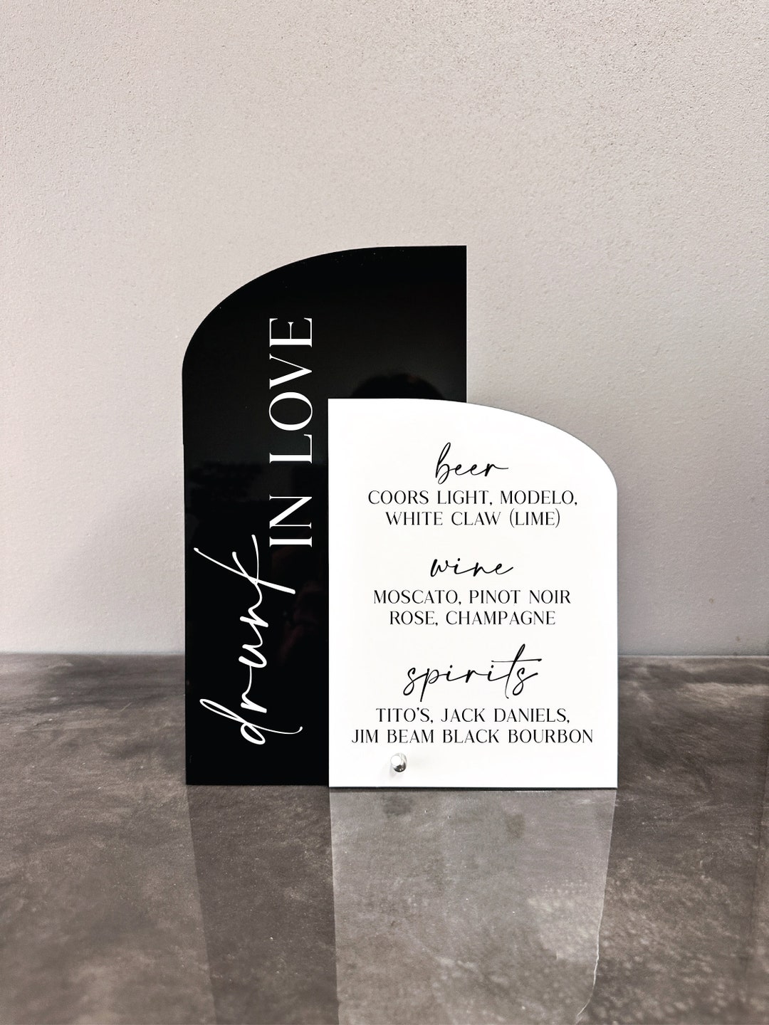 Drunk in Love Acrylic Bar Sign, Drunk in Love Bar Menu, Custom Wedding ...
