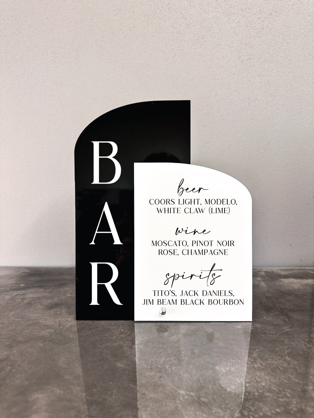 Bar Acrylic Sign, Custom Bar Menu Sign, Bar Menu, Wedding Bar Menu Sign ...