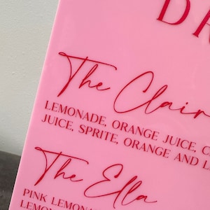 Pink Drink Sign Pink Drink Menu Acrylic Sign, Pink Drink Menu, Custom ...