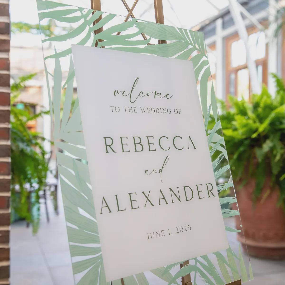 Palm Leaf Acrylic Wedding Sign, Tropical Wedding Welcome Sign, Palm ...