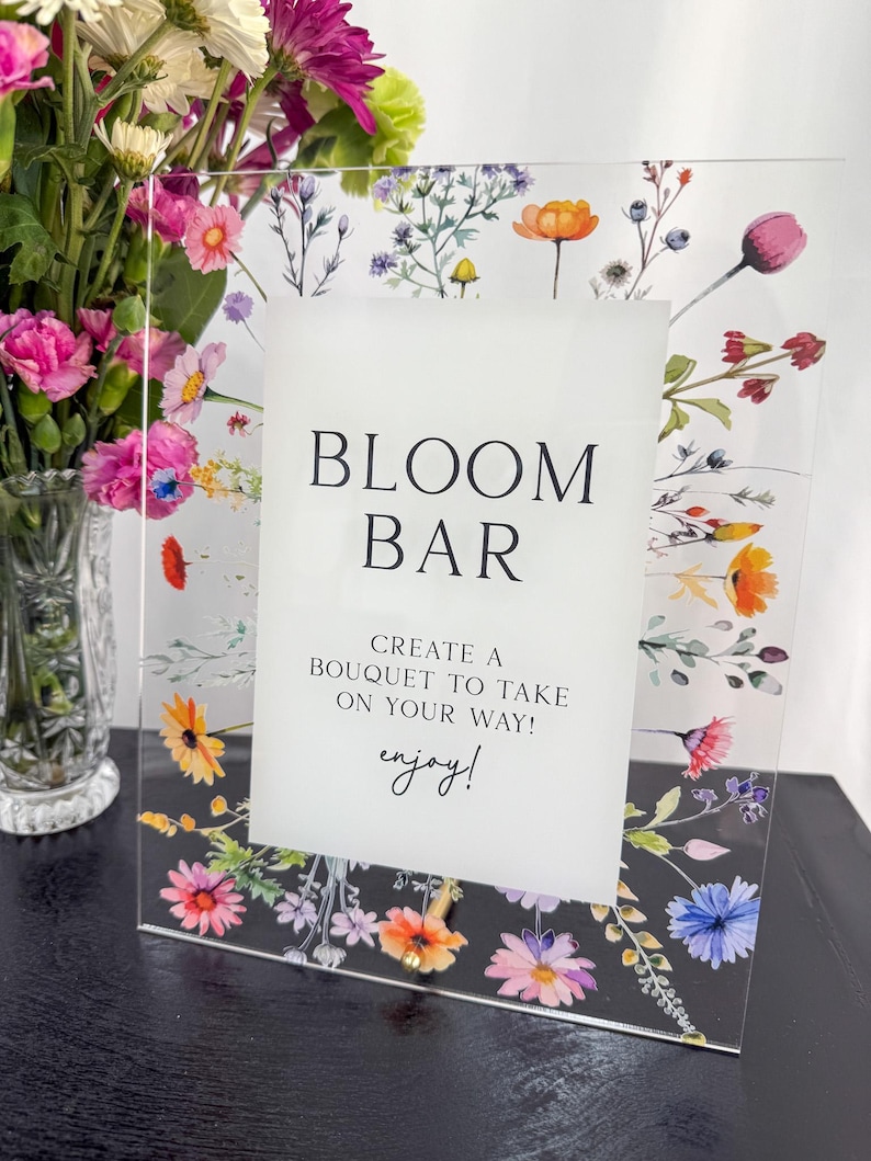 Acrylic Bloom Bar Sign, Flower Bar Sign, Wildflower Bridal Shower Sign ...